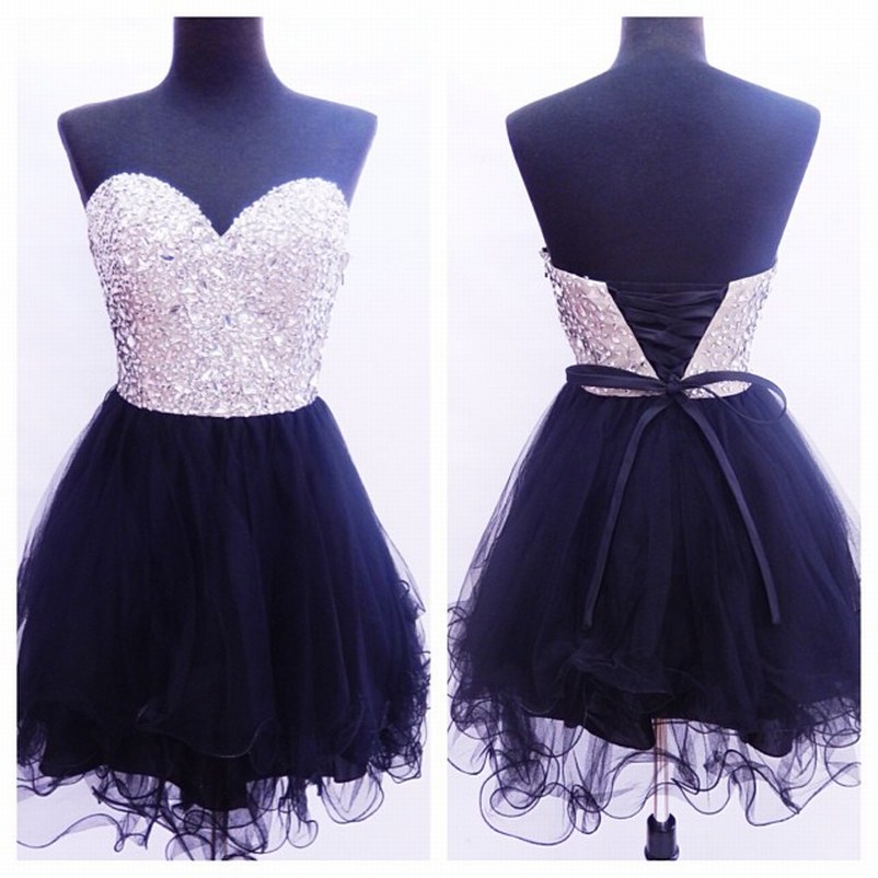 Sparkling Sweetheart Navy Blue Prom Short Dress Mini Dress Cocktail ...