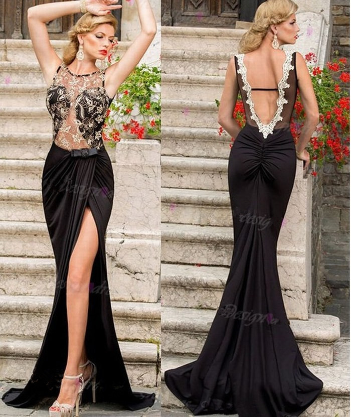 Charming V Back Both Shoulders Lace Prom Dress,Elegant Prom Dress ...